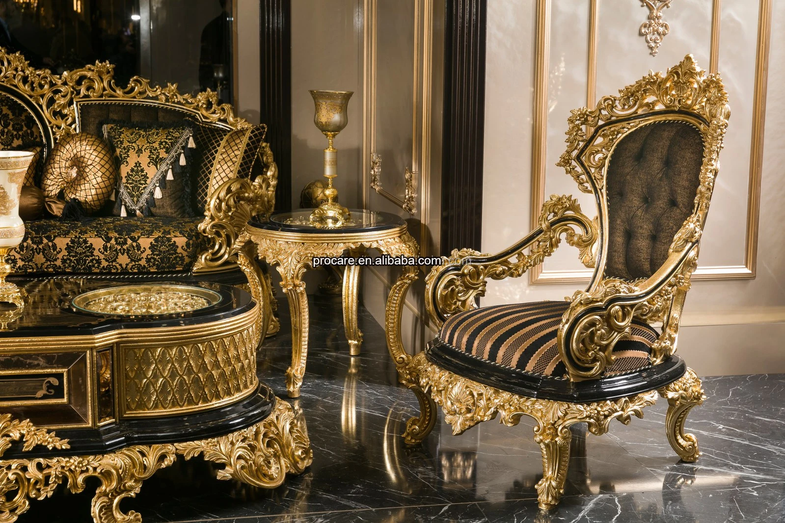 Luxury Antique Traditional Black Gold African Classical Baroque Royal ...