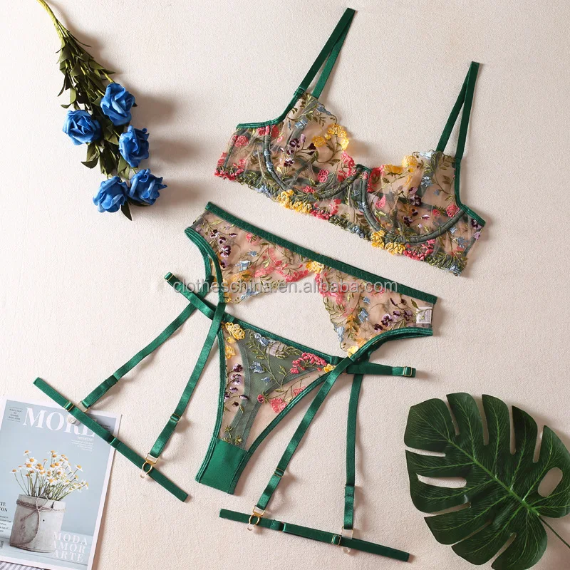 Chuangerm Oem 2024 New Fashion Wholesale Sexy Perspective Floral Bra