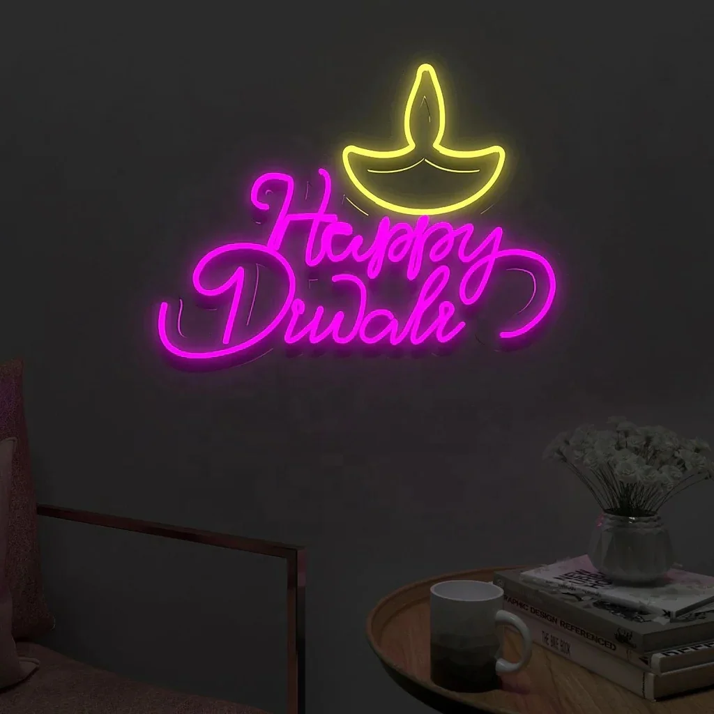 Diwali Neon Lights Sign LED String Light - Happy Diwali Decor