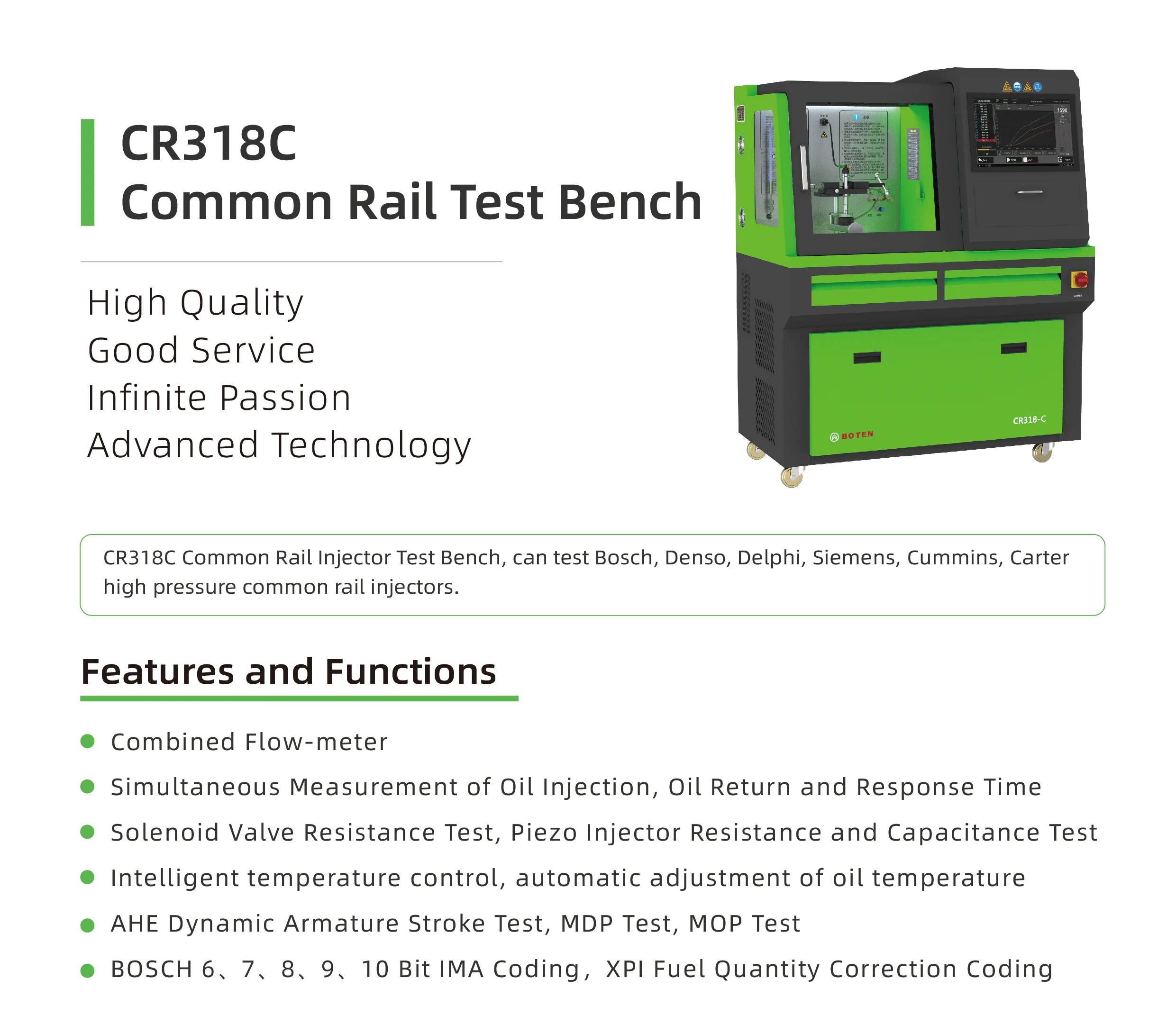 Boten CR318C Diesel Fuel Common Rail Piezo Injector Test Equipment