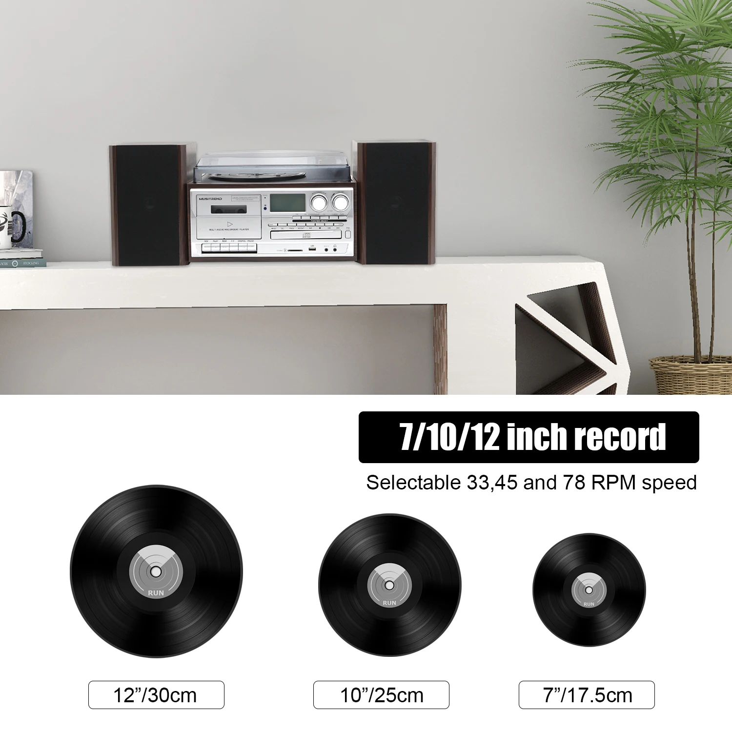 3 Speed Turntable Player Multi Function With Am Fm Radio Cassette - Buy ...