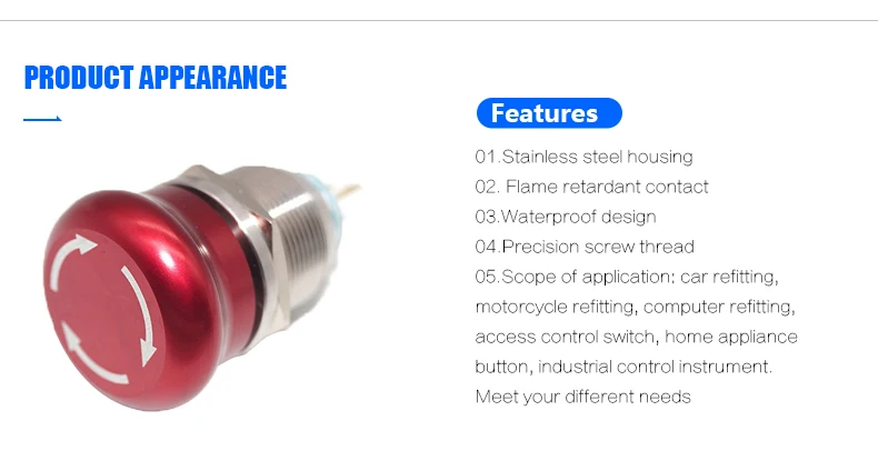 Rotary Selector Mushroom Head Self-resetting Latching Momentary ...