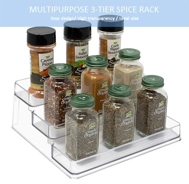 Acrylic Clear 3 Tier Spice Rack - Efficient Kitchen Storage