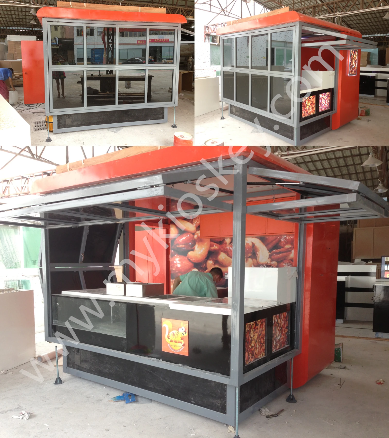 Solid Wood Outdoor Kiosk Design - Fast Food & Coffee Stalls