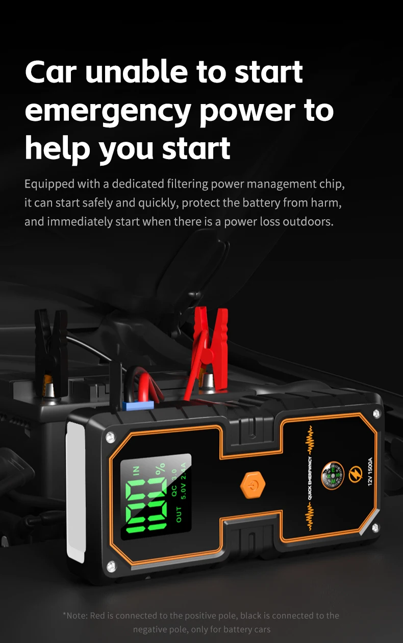 1pc Car Jump Starter,Battery Power Bank For Portable Emergency Booster ...