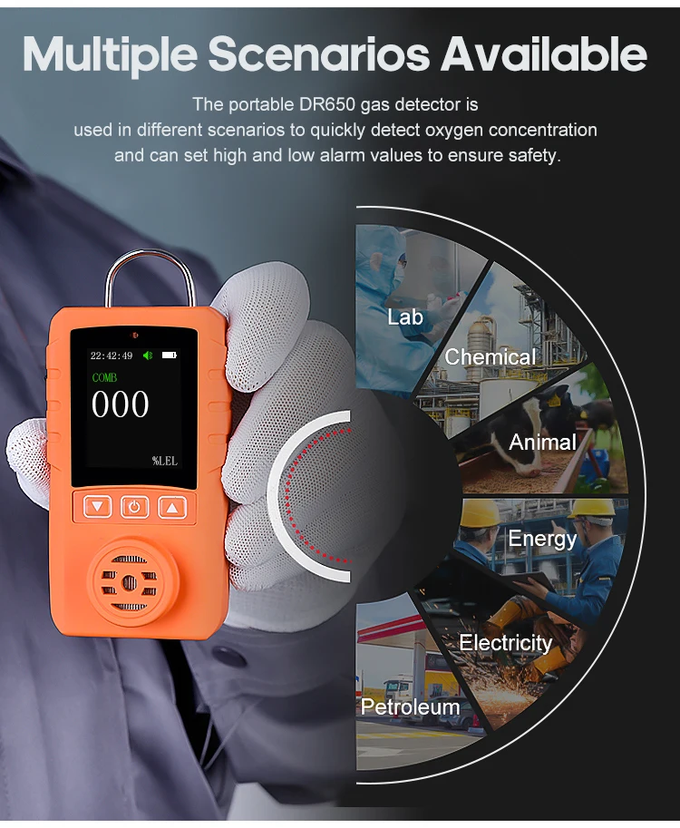 RTTPP Battery Powered Portable Gas Detector Lpg Lel Natural Methane Gas ...