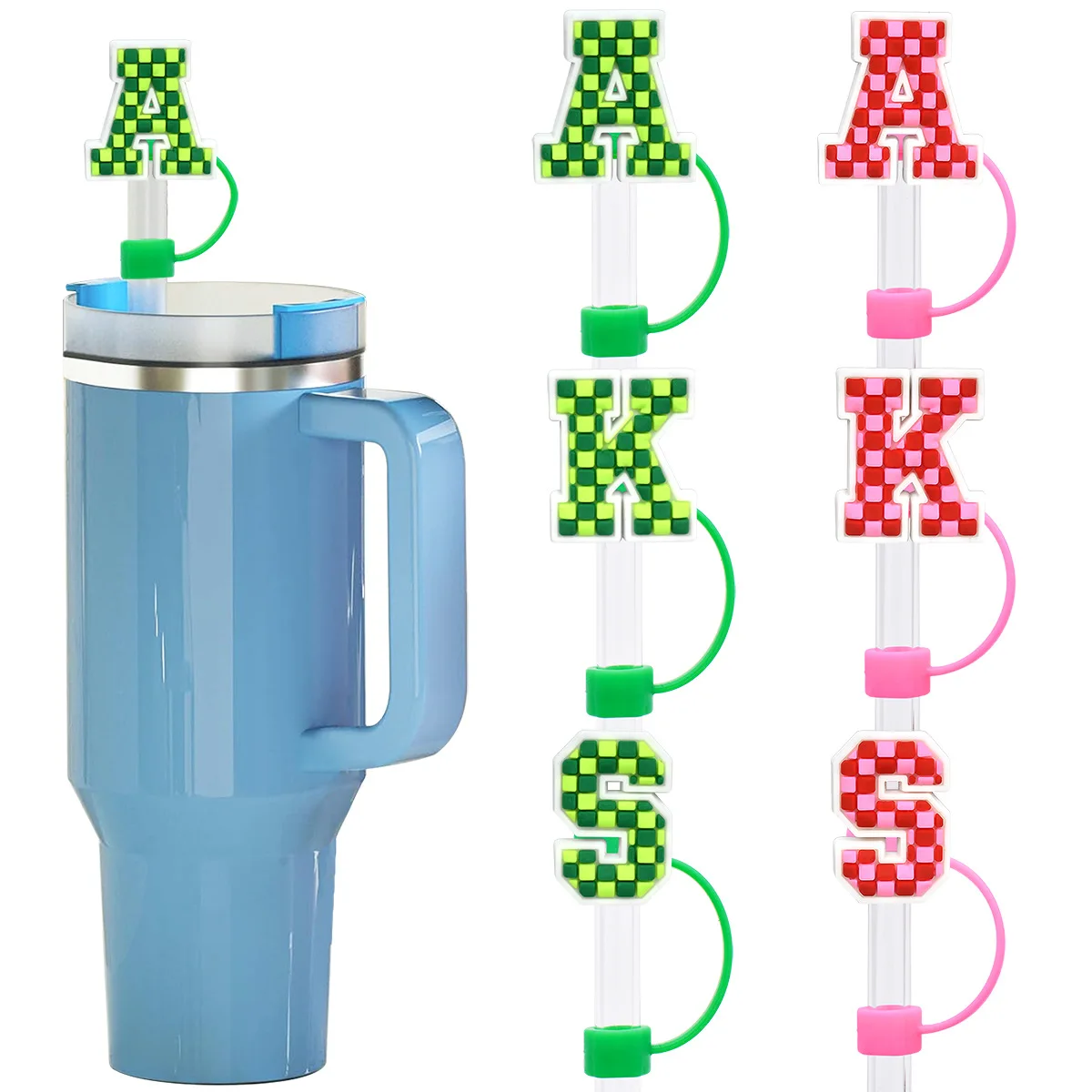 DD2494 A-Z Charms Mosaic Number Straw Stopper Tips Party Decor ...