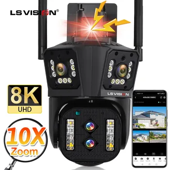 Ls Vision 8k Wifi Camera Outdoor 10x Zoom Surveillance Four Lens Three ...