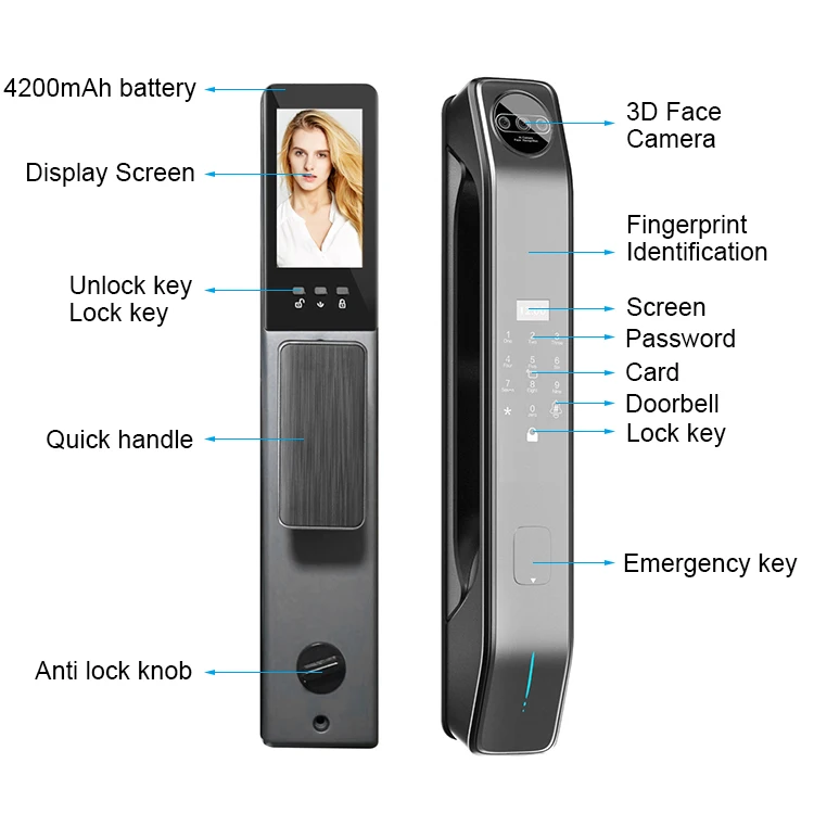 Automatic Main 3D Face Door Lock Digital Electronic Smart Fingerprint ...