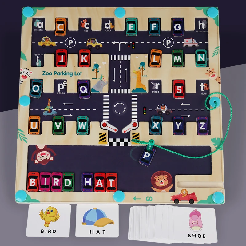 Children Learning Alphabet Letter Matching Cognitive Game Wooden Car ...