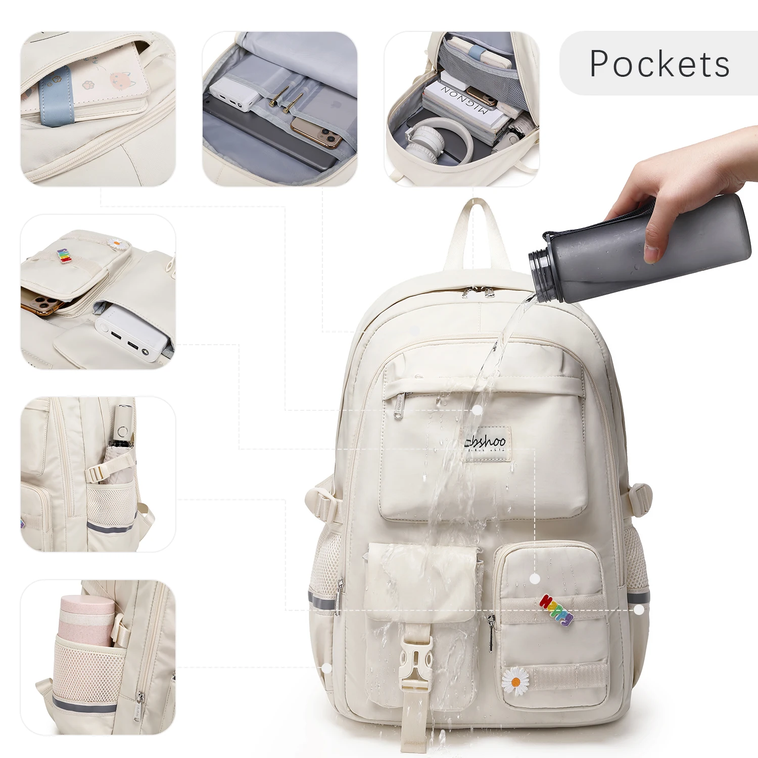 2024 School Backpack - Solid Color Pink Backpack for Girls