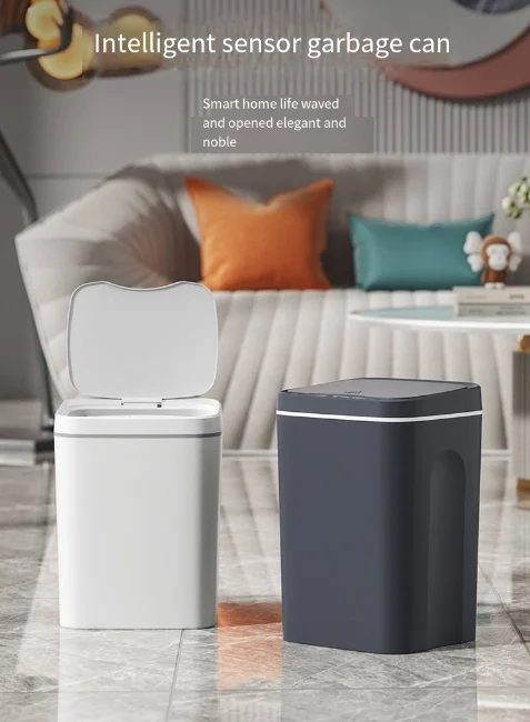 Touchless Bathroom Trash Can With Lid 14l Waterproof Motion Sensor ...