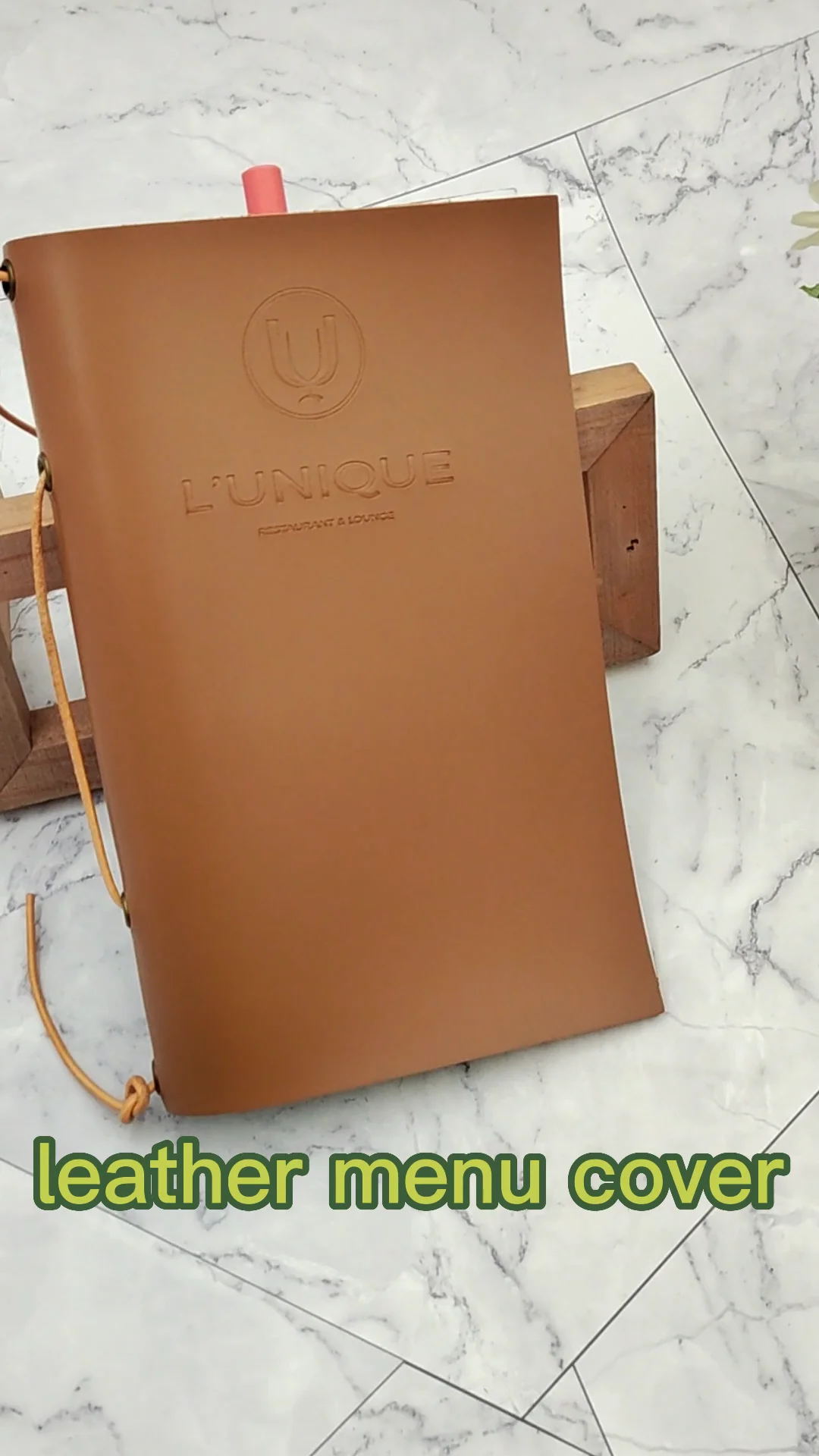 Genuine Leather Menu Holder Wooden Board Custom Menu Cover Durable ...