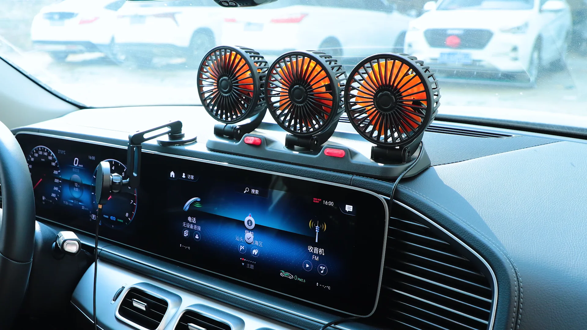 24v 12v Three 3 Heads Car Fan Triple Three Heads Dashboard Truck Fan ...