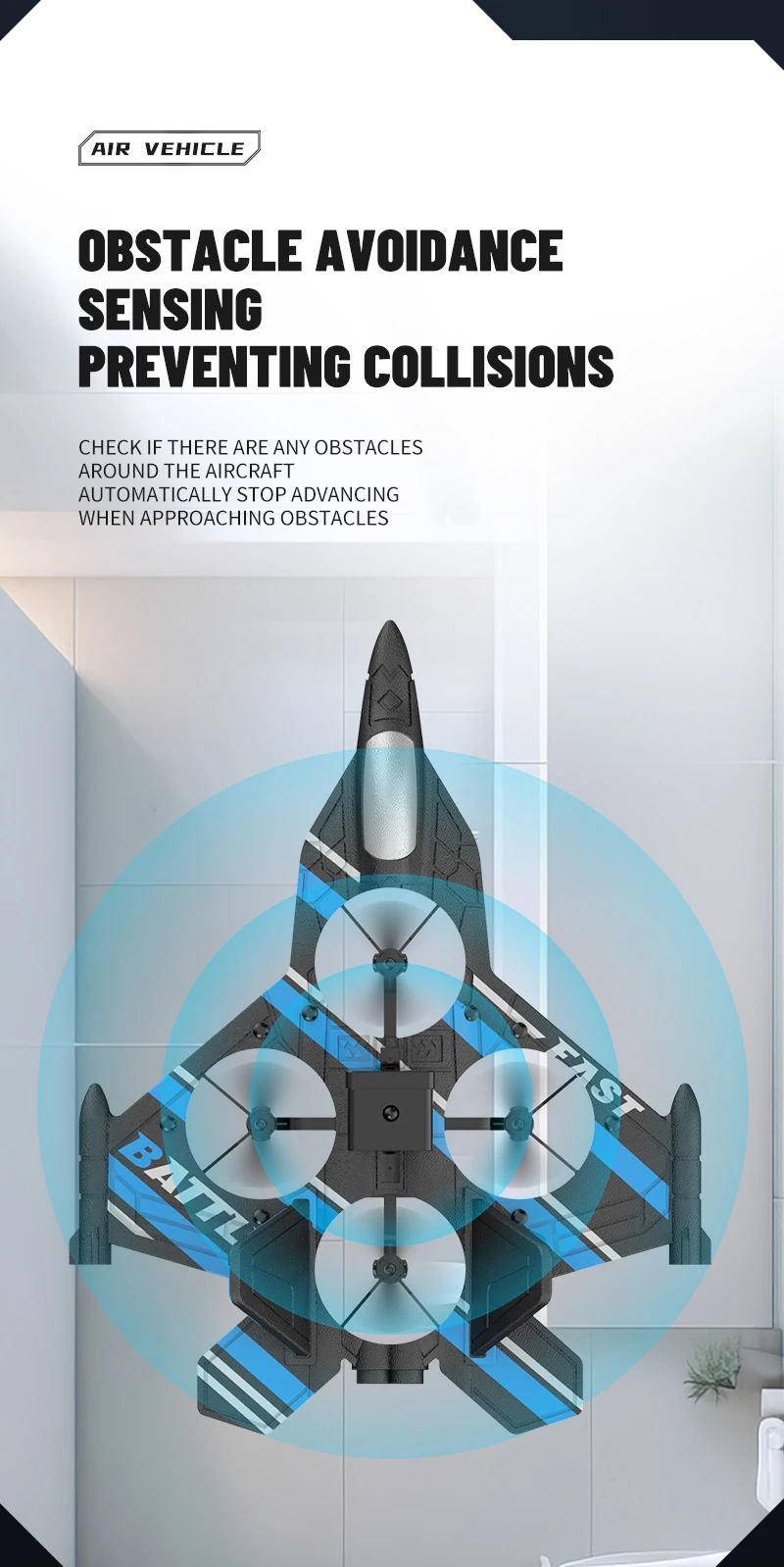 Aijh 2.4G RC Airplane - EPP Foam Ucak with Obstacle Avoidance