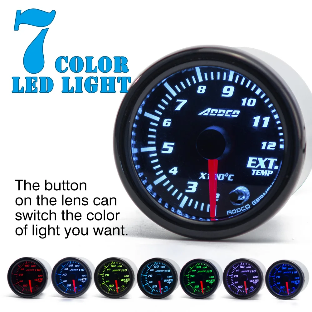 Racing Car Universal Exhaust Gas Temp Gauge Auto Ext Temp Meter EGT ...