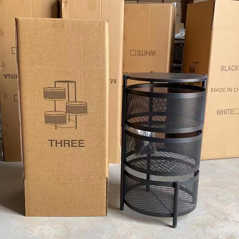 3 Layers Movable Floor Storage Rack Kitchen Rotating Round Shelf ...