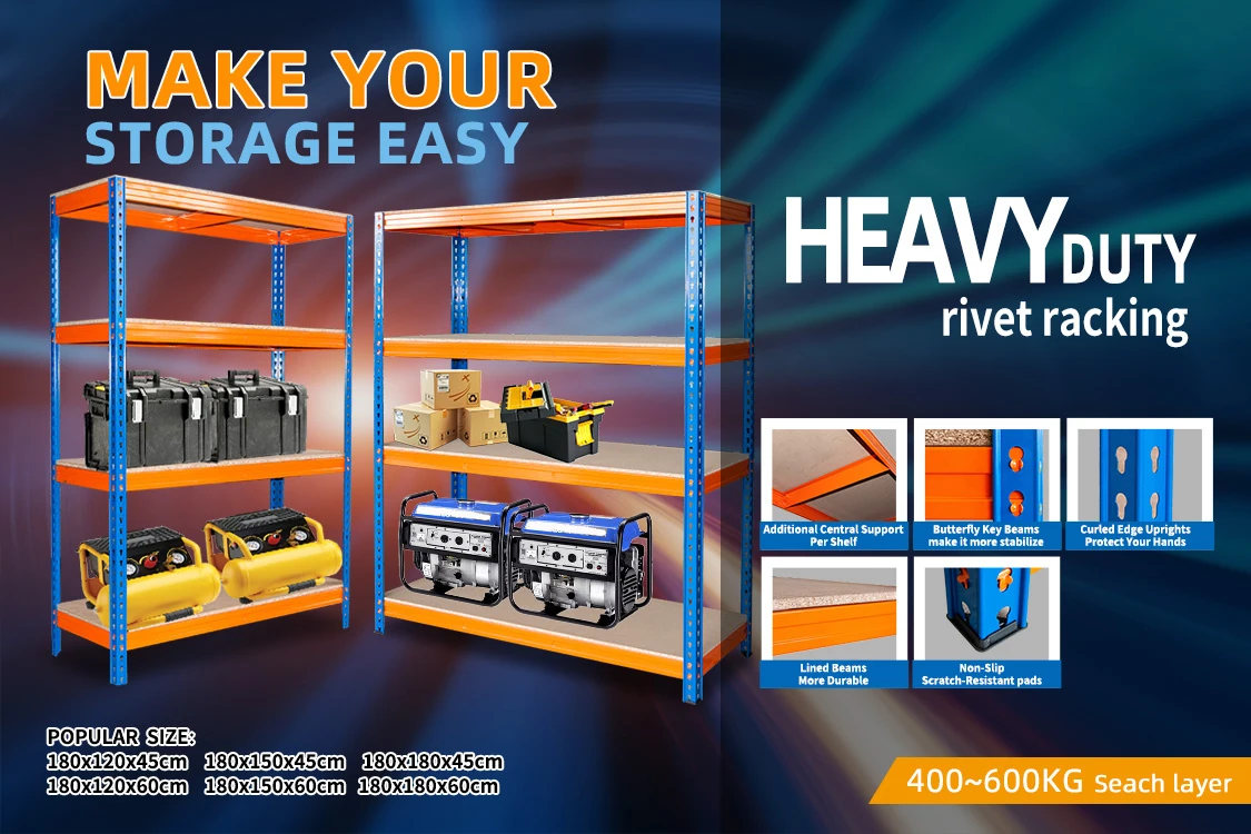 Heavy Duty 180x180x60cm Storage Shelving 400kg Per Layer Metal Garage ...