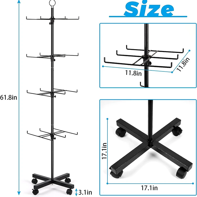 Jh-mech Retail Display Spinning Display Stand Movable 4 Tier Display ...
