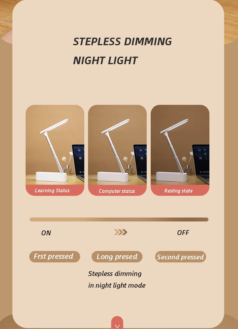 Modern 1200mah Foldable Tunable Color Temperate Touch Dimmer ...