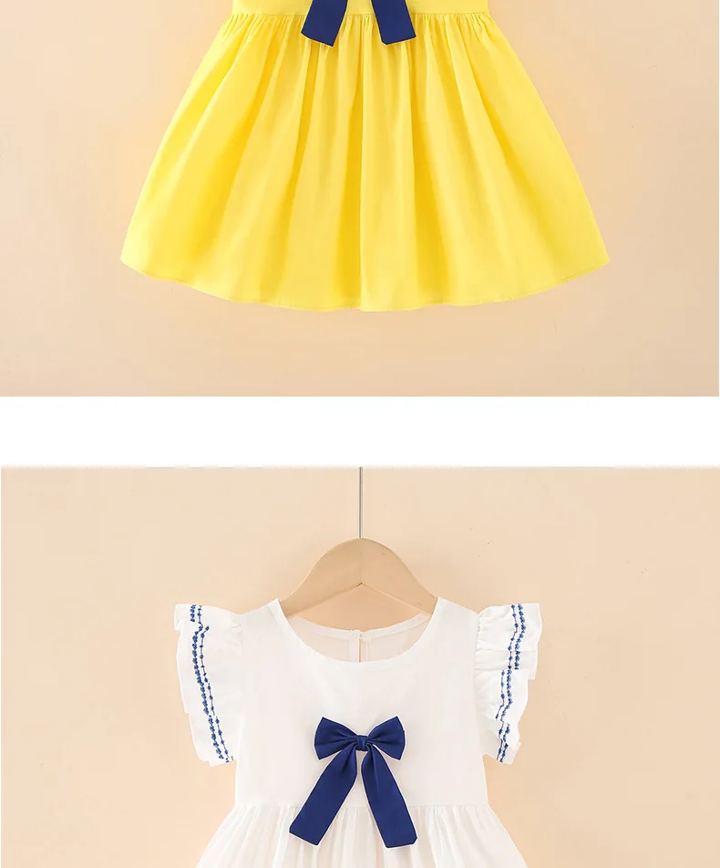 Flutter Sleeve 5 Year Old Girl Summer Dresses Navy Blue Cotton Dress ...