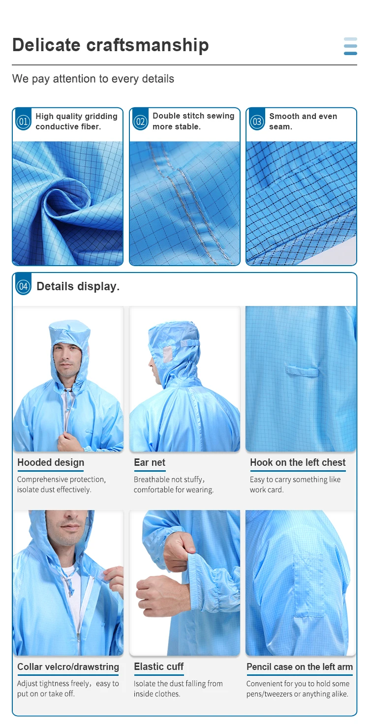 Hot Selling Antistatic Coverall Cleanroom Esd Garments Esd Clothing ...