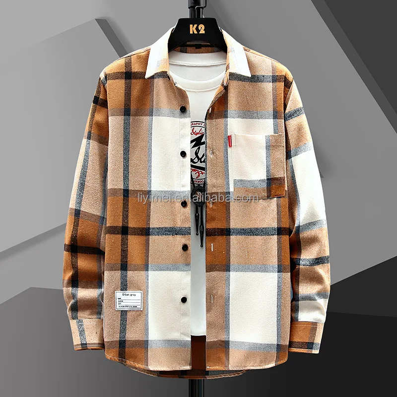 Factory Wholesale Comfortable Plaid 100% Cotton Long Sleeve Casual Wool ...