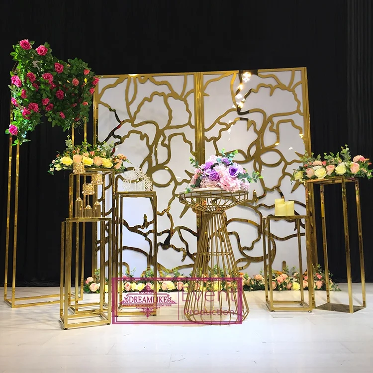 Luxury Gold Metal Frame Backdrop For Decoration - Buy Gold Backdrop ...