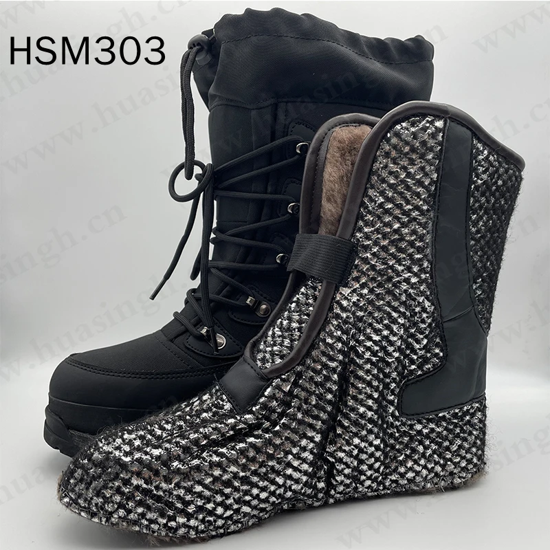 Zh Plus Velvet Warm Combat Boots For Extremely Cold Weather Black