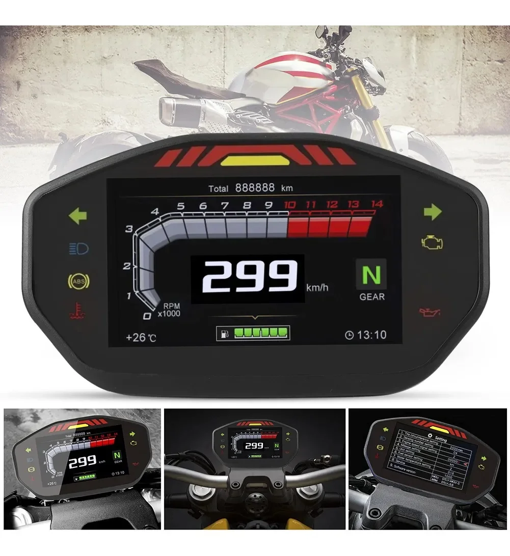 Universal Motorcycle LCD Digital Speedometer - TFT Display