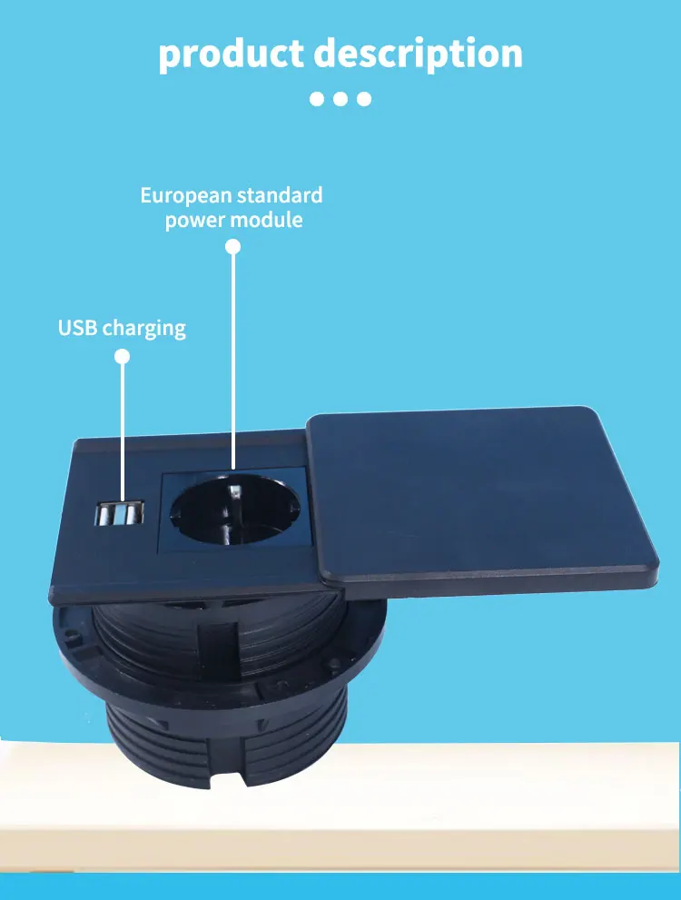 1 Ac Outlets Flush Mount Power Grommet With 2 Usb Charging Ports Black ...