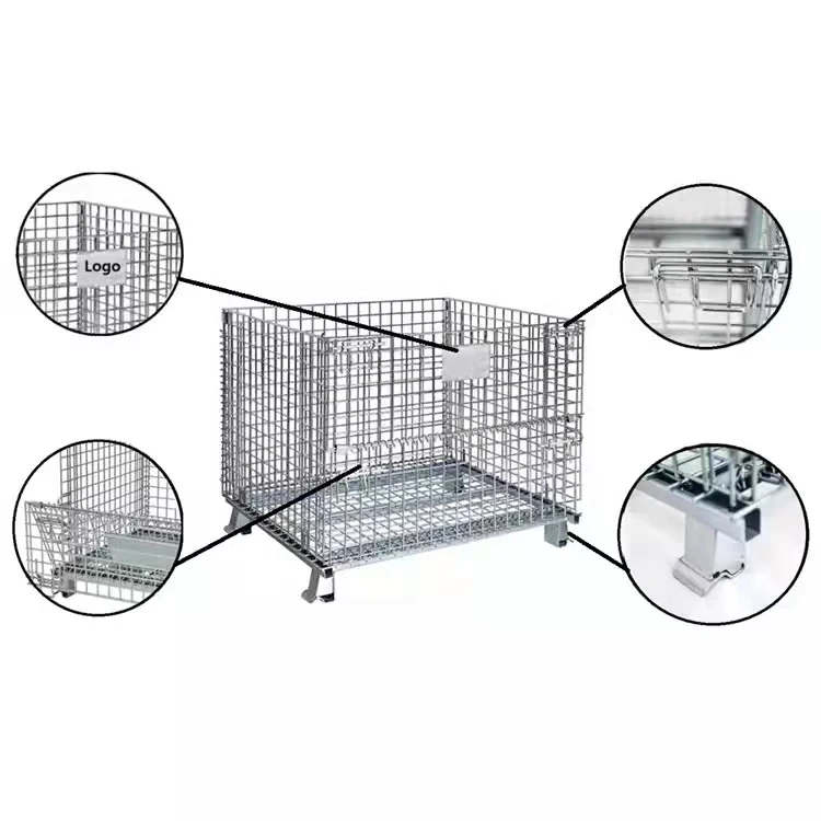 Lockable Stackable Metal Welded Wire Mesh Container Steel Storage Cage ...