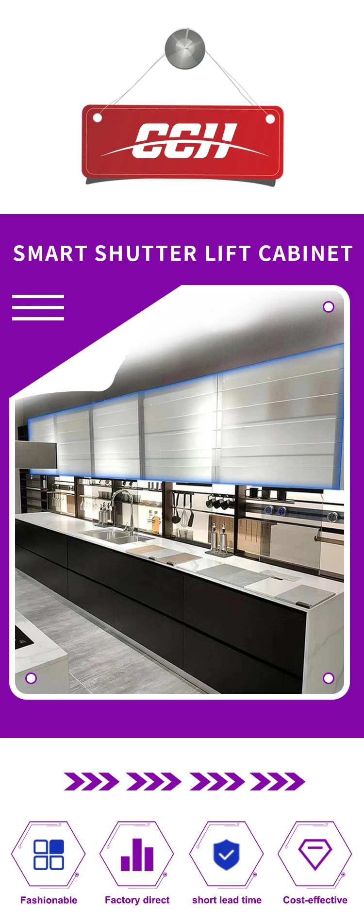 Shutter Wall Cabinet Glass Lift Mechanism Smart Electronic Louver ...