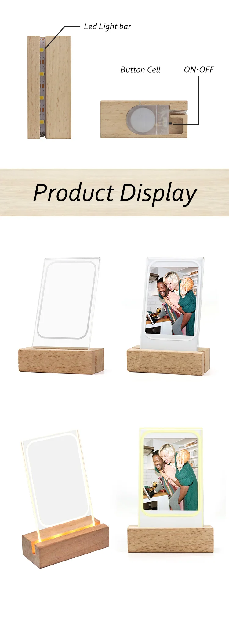 New Arrival Luminous Wood Stand Instax Mini Photo Film Picture Frame ...