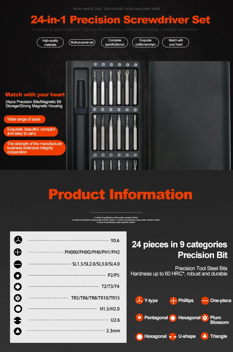 24 in 1 Magnetic Precision Screwdriver Bit Set for DIY