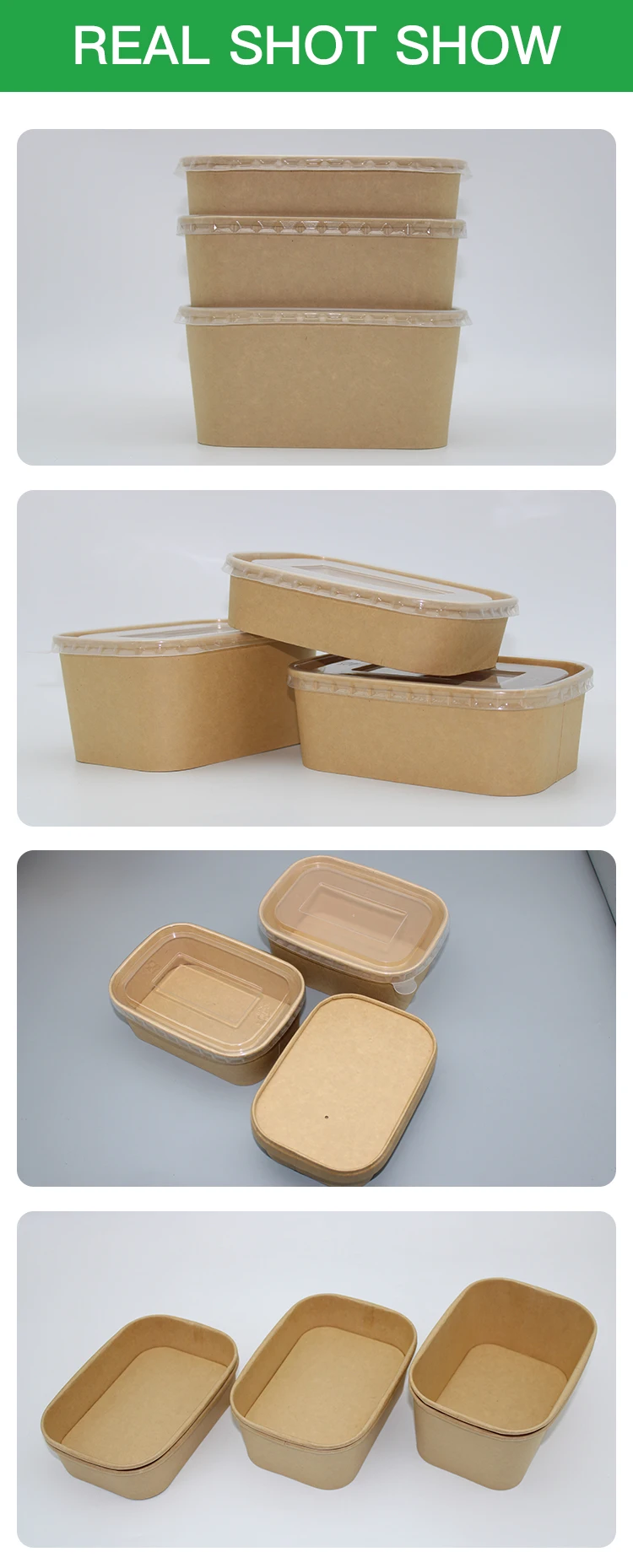 Kraft Single Paper Bowl Takeout Boxes Disposable For Salad Bamboo Pulp ...