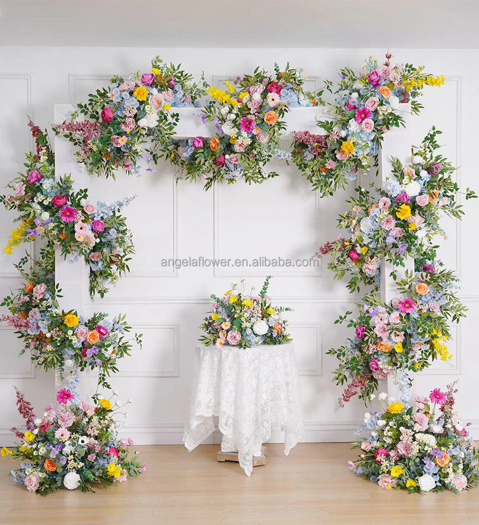 Mori Greenery Rose Peony Wedding Backdrop Frame Decor Floor Floral ...