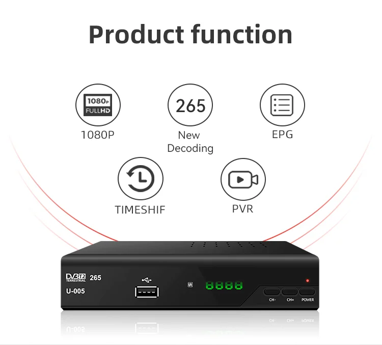 H.264 H.265 TV Box DVB T/T2 You-tube Wifi PVR Media Player 1080P Simple ...