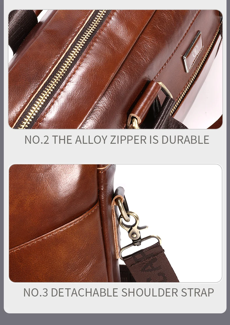 Bullcaptain Men's Bag Genuine Leather Men Briefcase For Laptop 15 ...