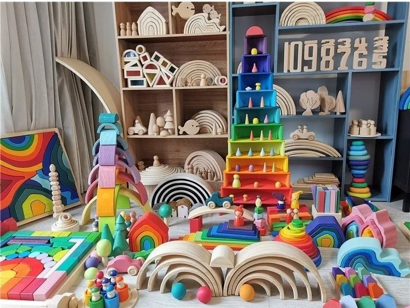 12 Layers Large Rainbow Arch Stacker Wooden Stacking Rainbow Building ...