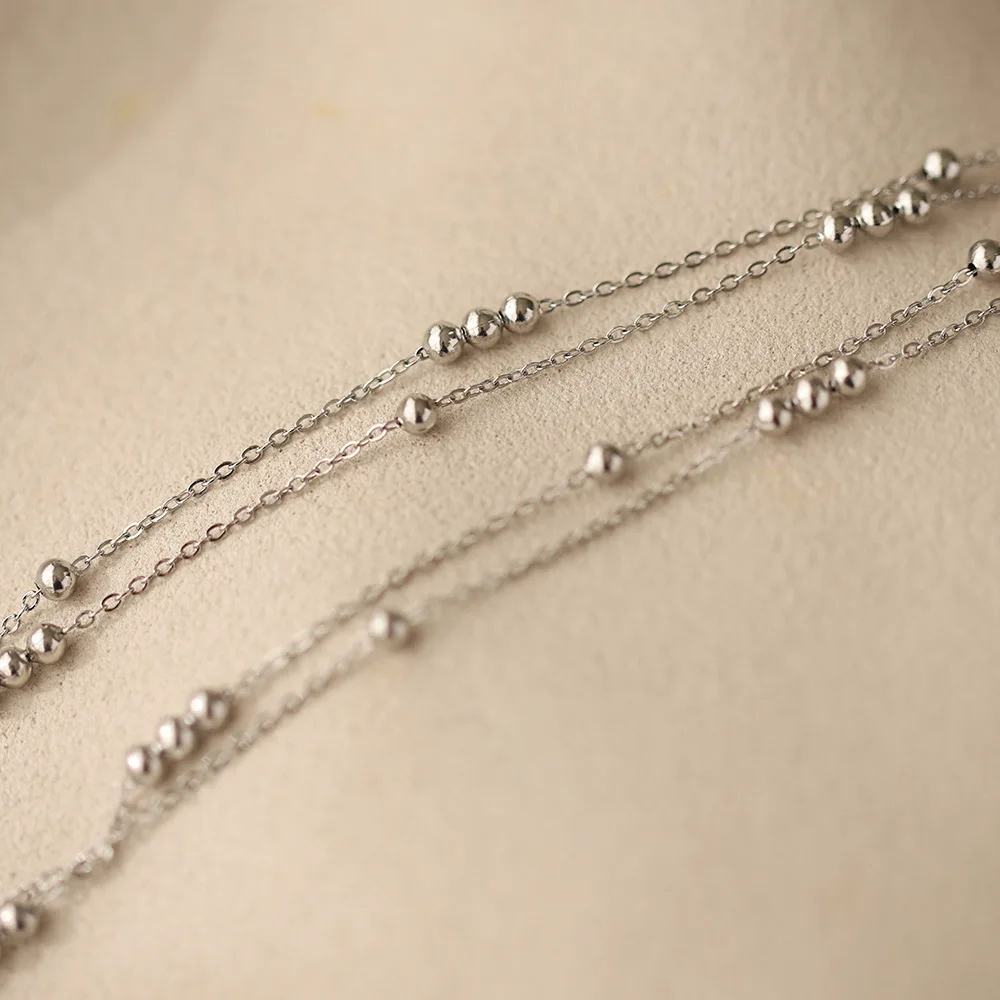Carline Stainless Steel 18k Gold Plated Gold Silver Double Layer Beads ...