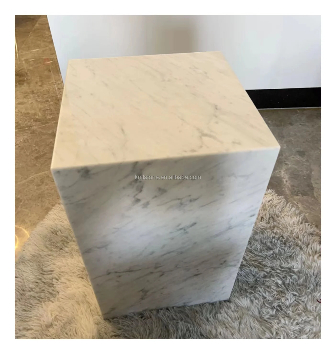 Modern Natural Black and White Marble Display Stand Block Table Marble ...
