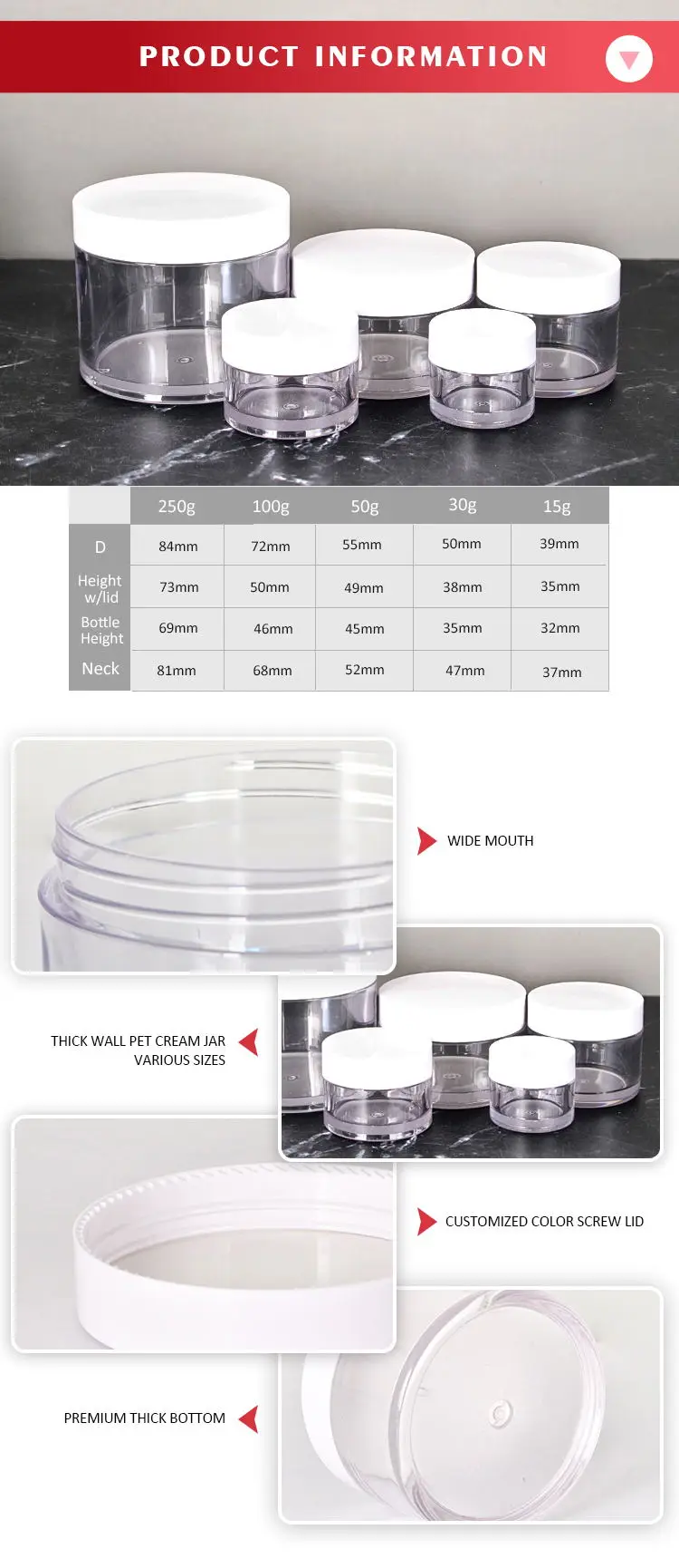 Wholesale 50ml 80ml 100ml 120ml 150ml 200ml 250ml 500ml Pet Clear Cream ...