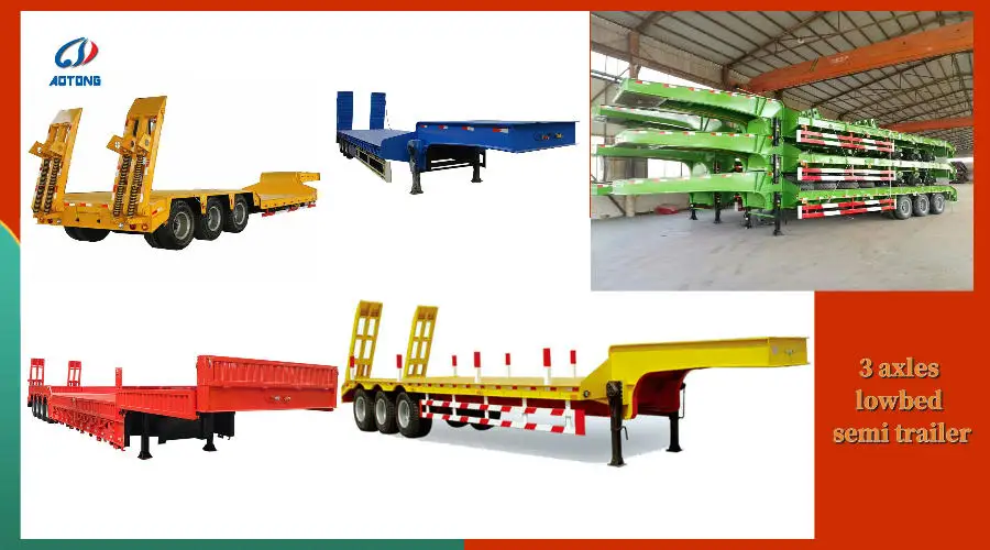13m Lowboy Utility Trailers For Carrier 40ft Container And Excavator ...