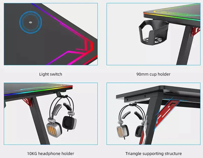 Customized Multi Playernew Design Rgb Led Gaming Console Table Pc ...