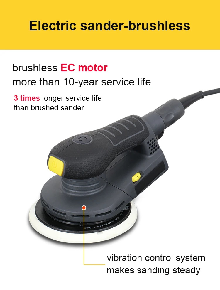 Variable Speed Control Electric Brushless Sander Polisher 6 Inch Rotary ...