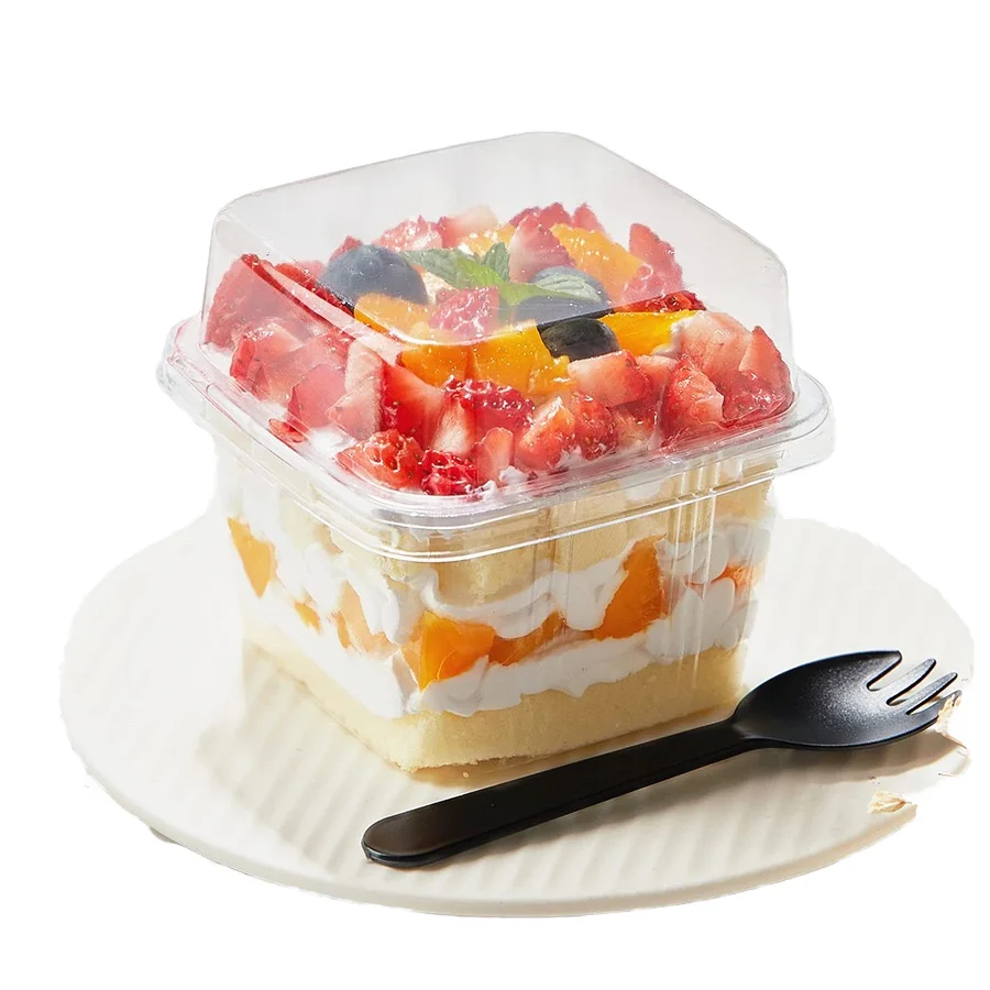 IMEE 250ml Plastic Clear Square Beaker Small Dessert Cup for Mousse ...