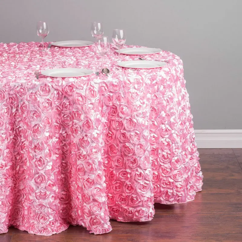 120in 130in Luxury 3D Rose Satin Tablecloth for Events