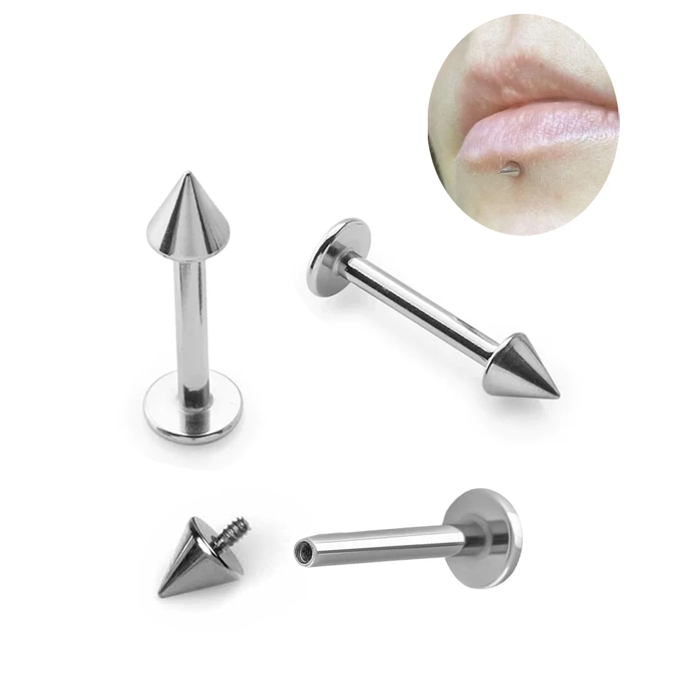 Calendo Implant Grade Titanium Hip Pop Spike Labret Piercing Internally Threaded Lip Helix ...