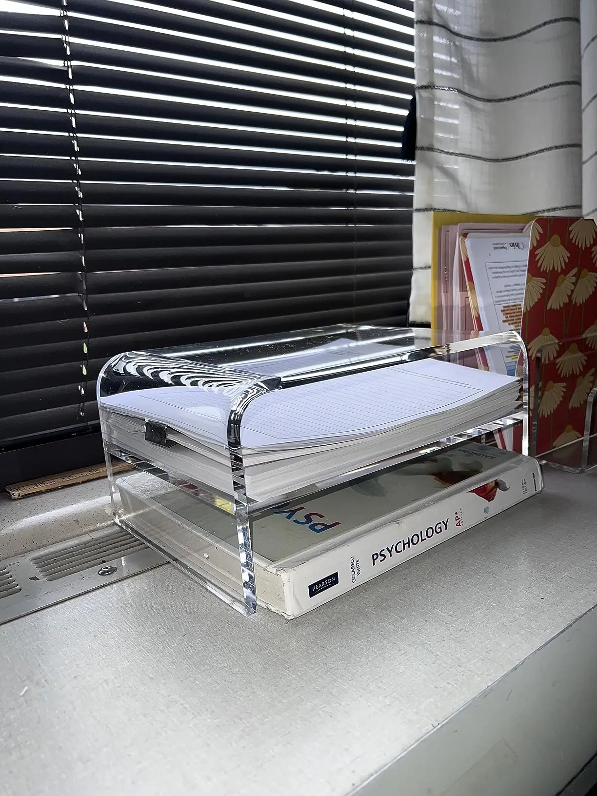 2-Tier Clear Acrylic Monitor Stand Riser Computer Desk Organizer Shelf ...